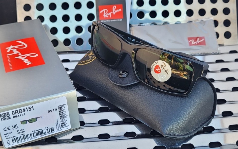 New Ray Ban RB4151 601/2P Sunglasses Gloss Black w/ Dark Green G15 ...