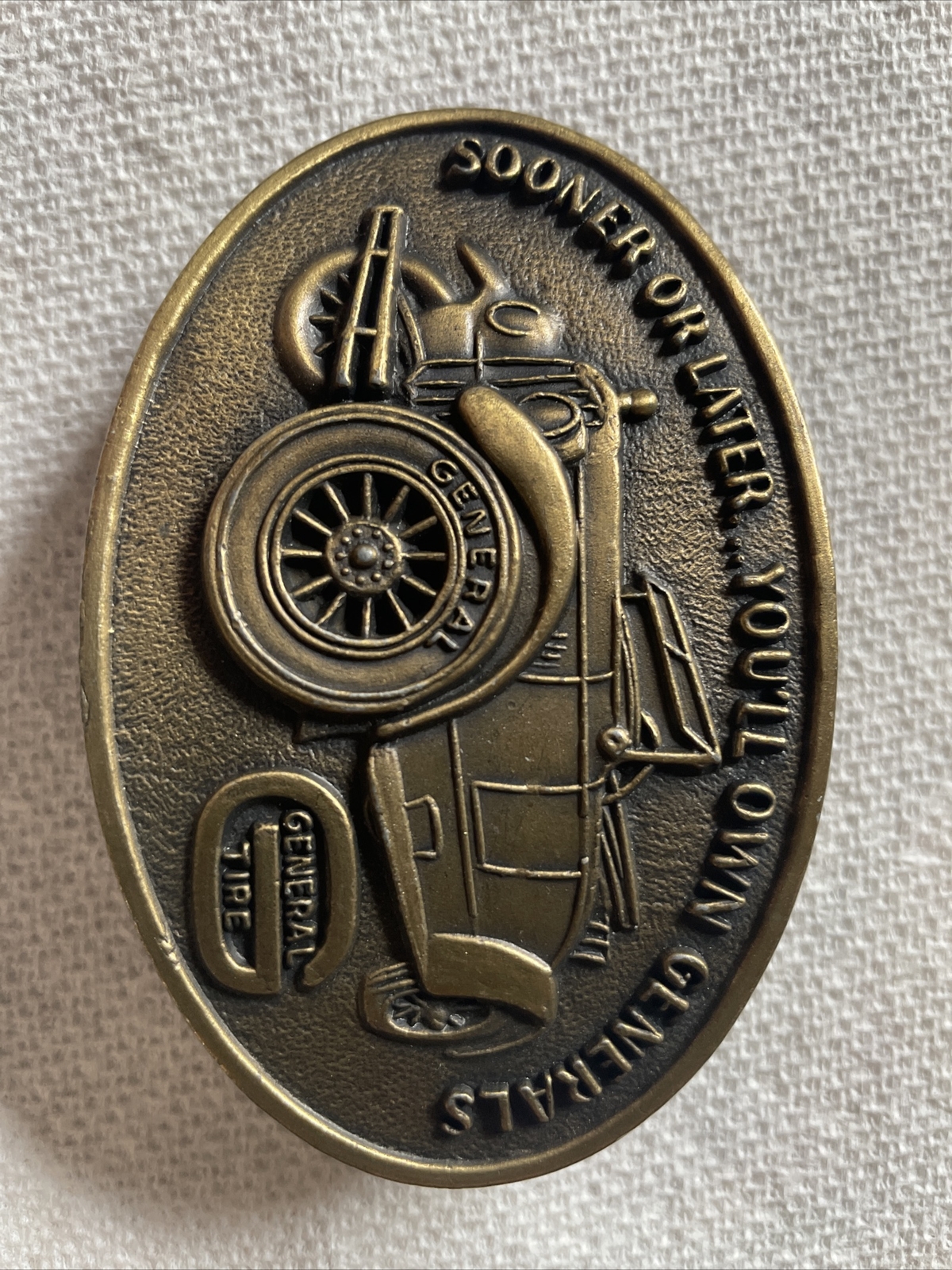 Vintage General Tire Company Brass belt buckle Sooner or later, You’ll ...