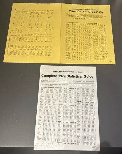 STATIS PRO BASEBALL ORIGINAL 1979 STATISTICAL GUIDE WITH FRINGE PLAYER ...