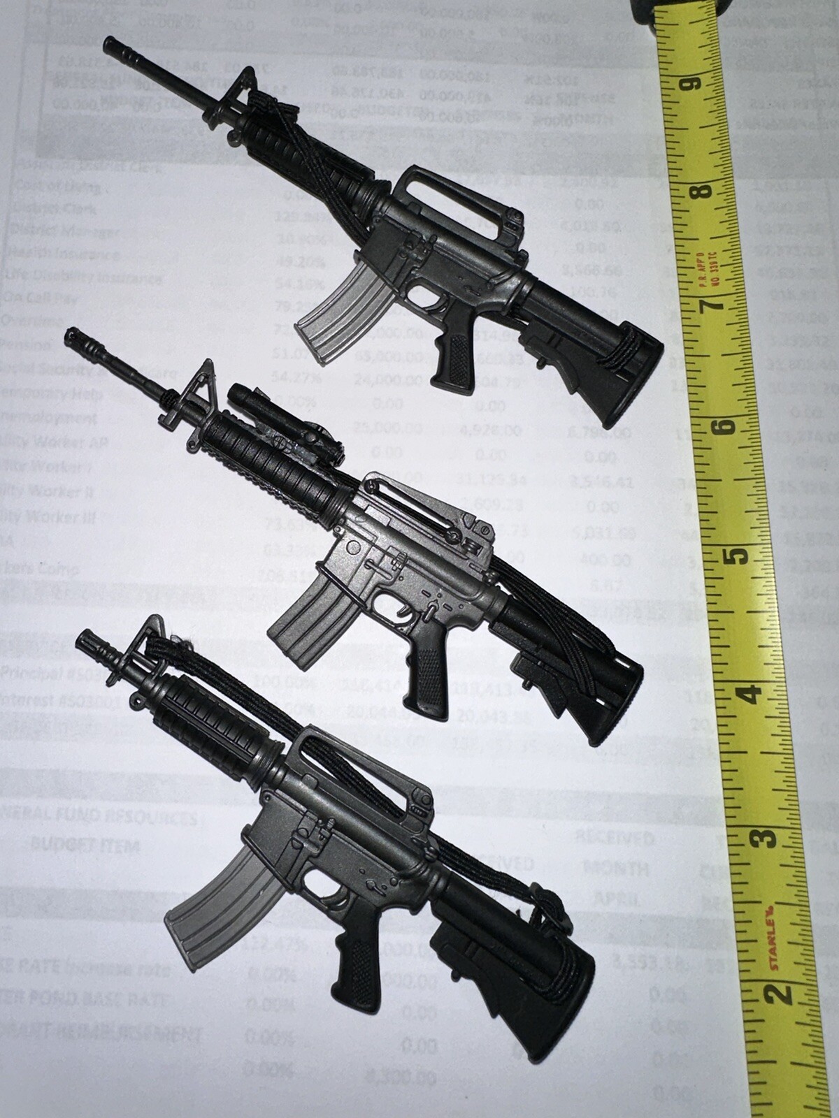 1/6 scale M-16 Machine gun rifle set long, standard short barrel ...