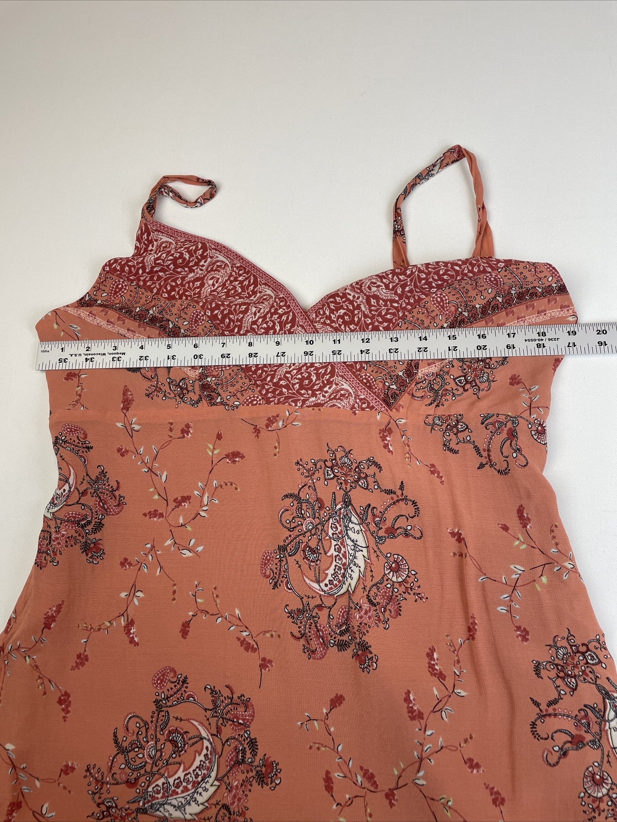 J Jill Light Summer Spaghetti Strap Lined MIDI Dress Paisley Floral ...