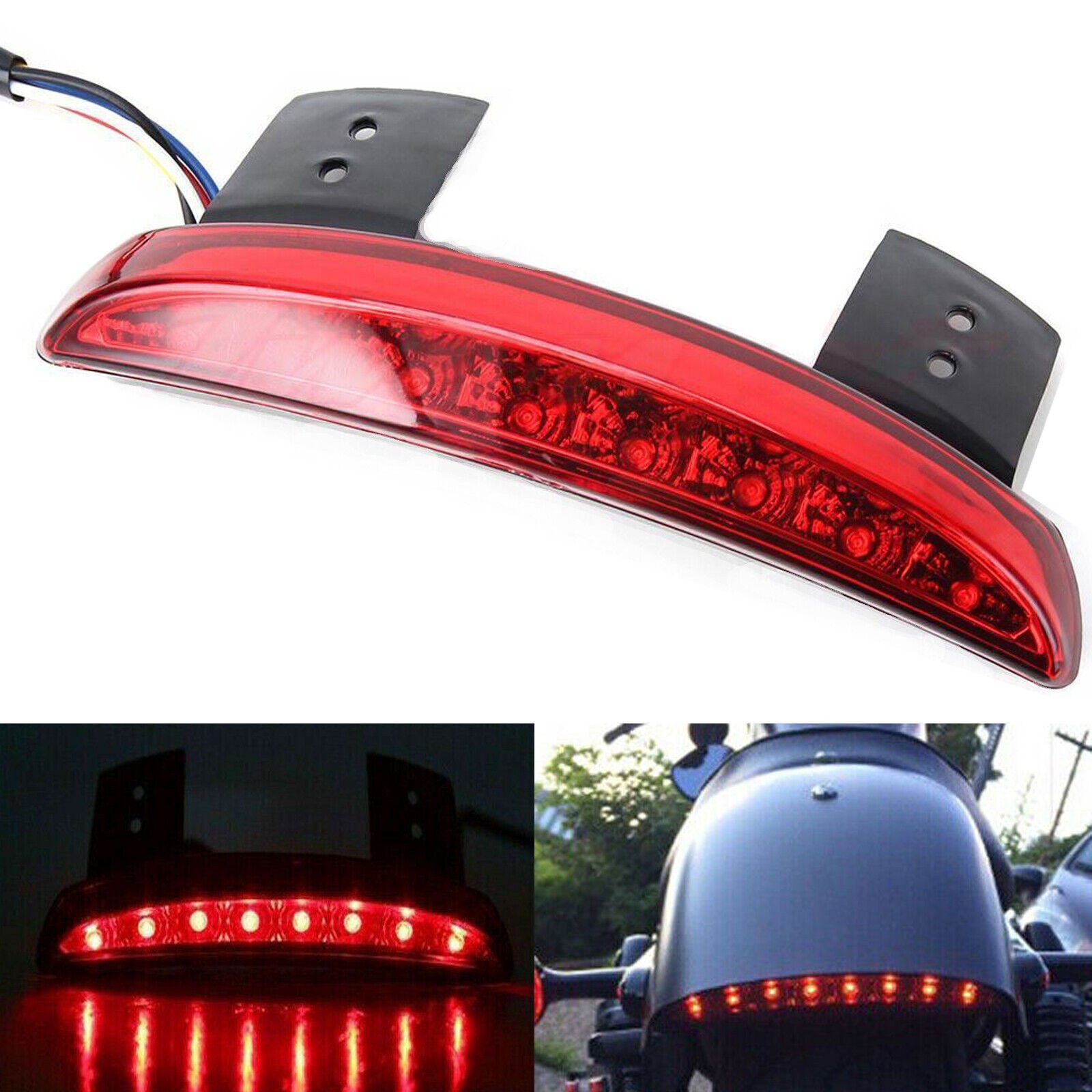 For Harley USA Motorcycle LED Brake Lights Rear Fender Tail light W ...
