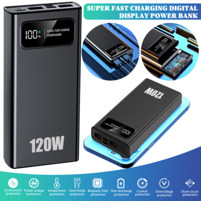 Portable 120W 50000mAh Fast External Power Bank Backup Battery Charger ...