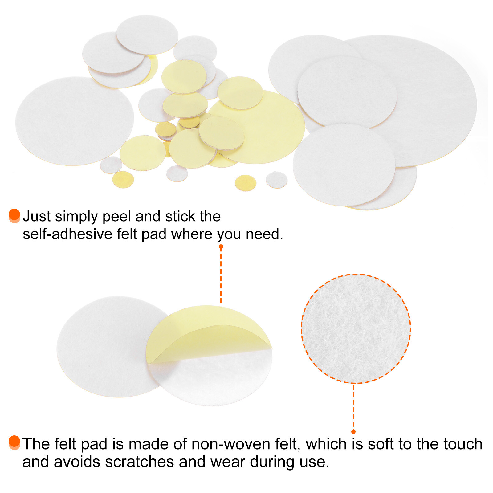 48pcs Round Adhesive Felt, 40mm 1-1/2" Craft Stickers Non-Woven Fabric ...