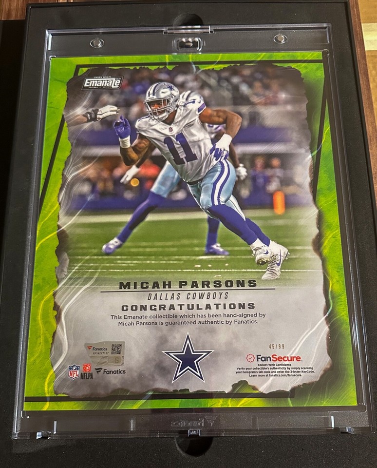 2024 Fanatics Under Wraps 8x10 Emanate Micah Parsons Green Auto 45/99 ...
