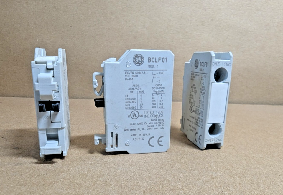 General Electric BCLF01 Auxiliary Contact Block, 1 NC, 10A, Front Mnt ...