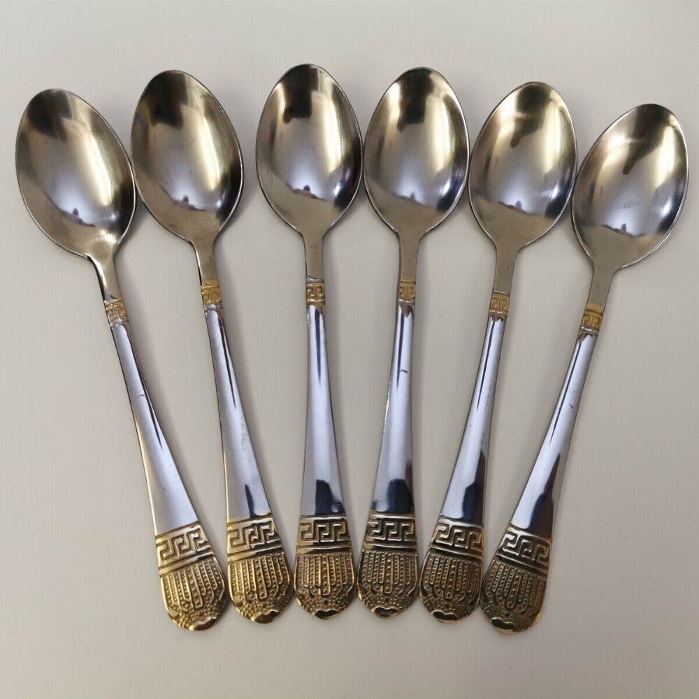 Retro Gold-plated Tableware Spoon Stainless Steel Coffee Cutlery ...