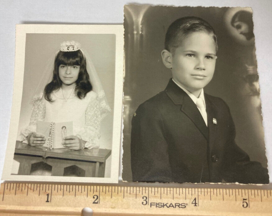 VTG 1960s 70s Photo -Boy & Cute Little Girl First Communion Wearing ...