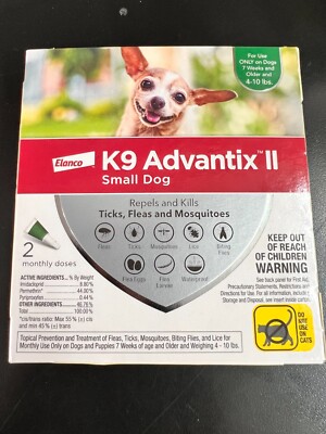 Elanco Advantix 2 for Small Dogs 4-10 lbs 2 monthly Doses 0556 | eBay