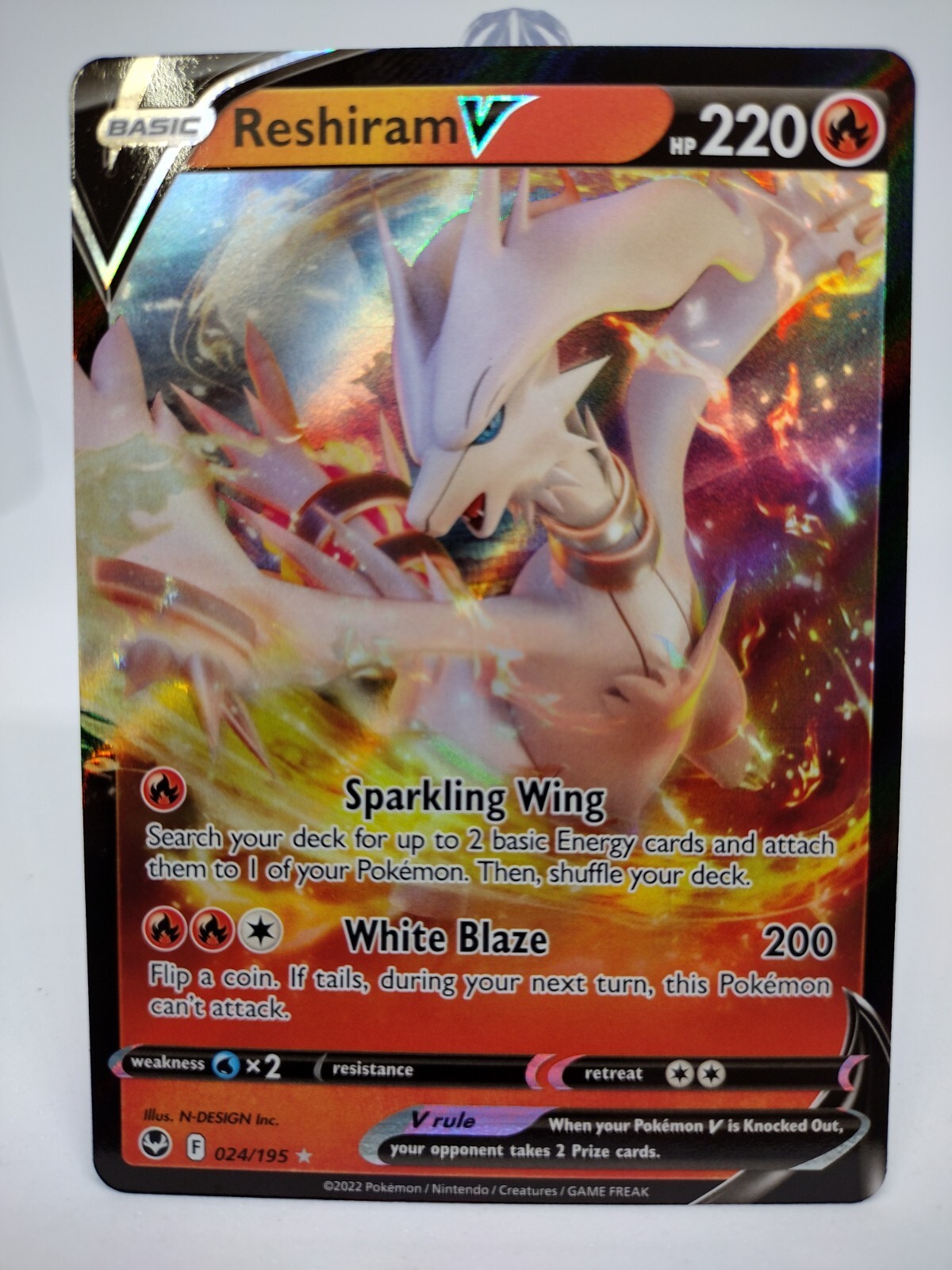 Reshiram V 024/195 - Silver Tempest - Ultra Rare Holo Pokemon Card Near ...