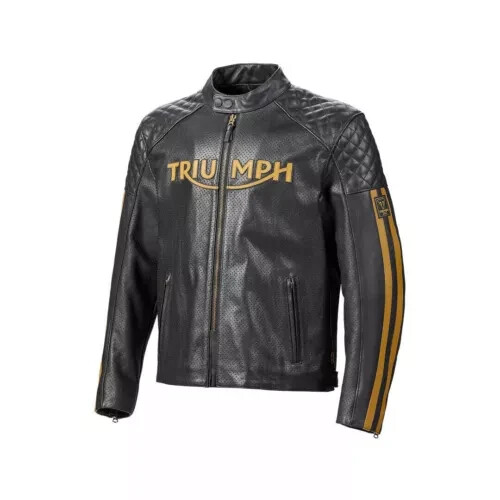 TRIUMPH Motorbike Mens Cowhide Leather Fashion Jacket Racing Biker ...