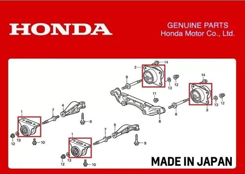 Genuine OEM Honda S2000 AP1/AP2 Rear Differential Mount 4-Piece Set F&R ...