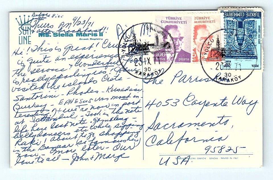 Postcard MS Stella Maris II Passenger Sunline Greek Cruise Ship Turkey ...