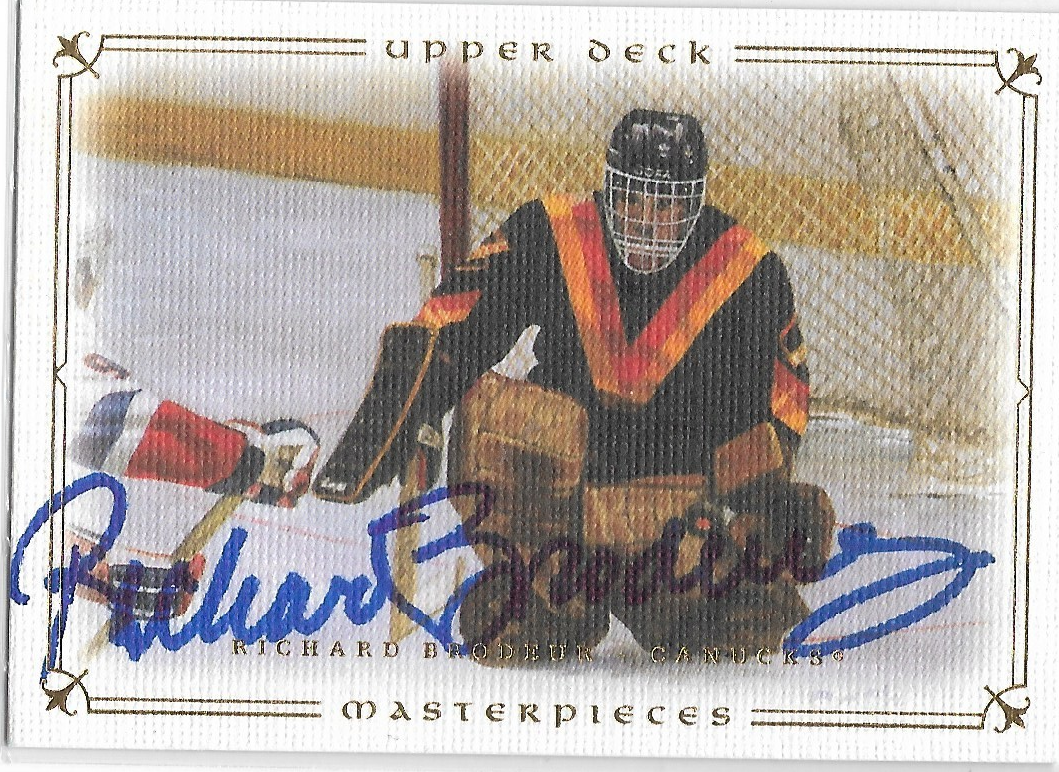RICHARD BRODEUR Authentic Autograph 2009 UD MASTERPIECES Canucks NHL ...