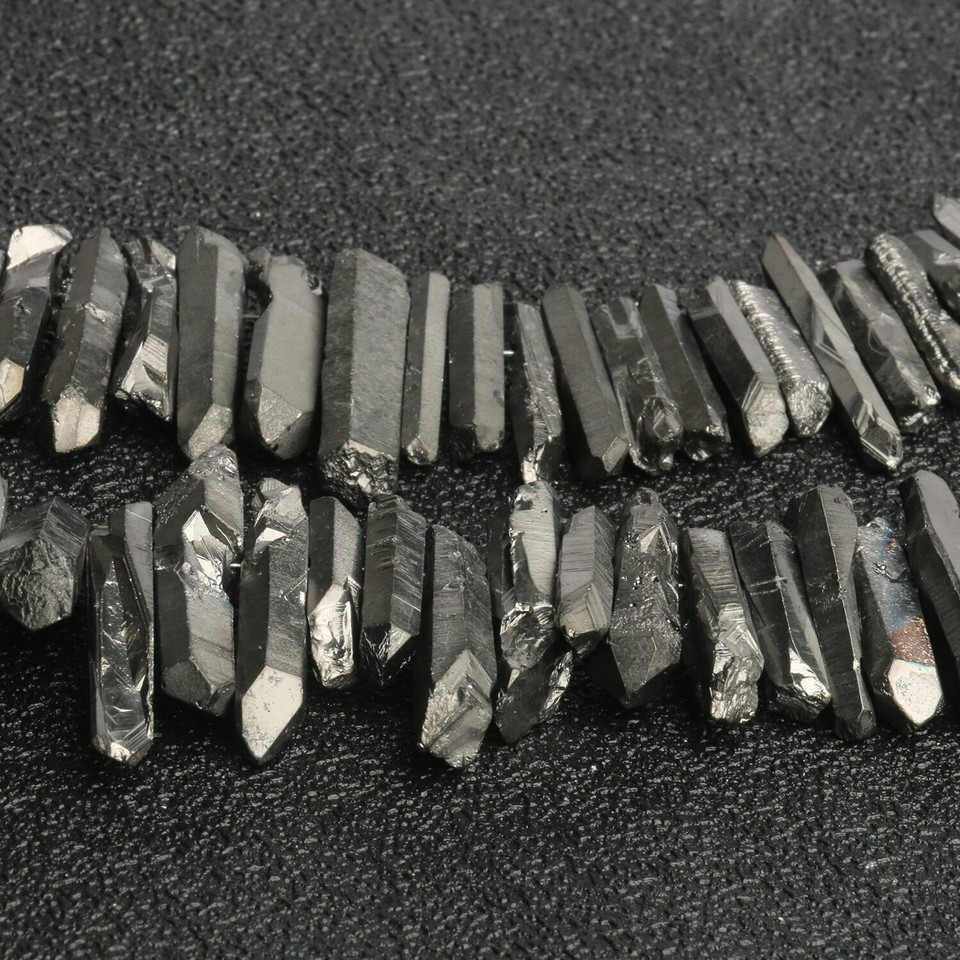 60PCS Natural Quartz Crystal Stick Spikes Points Loose Beads Jewelry ...