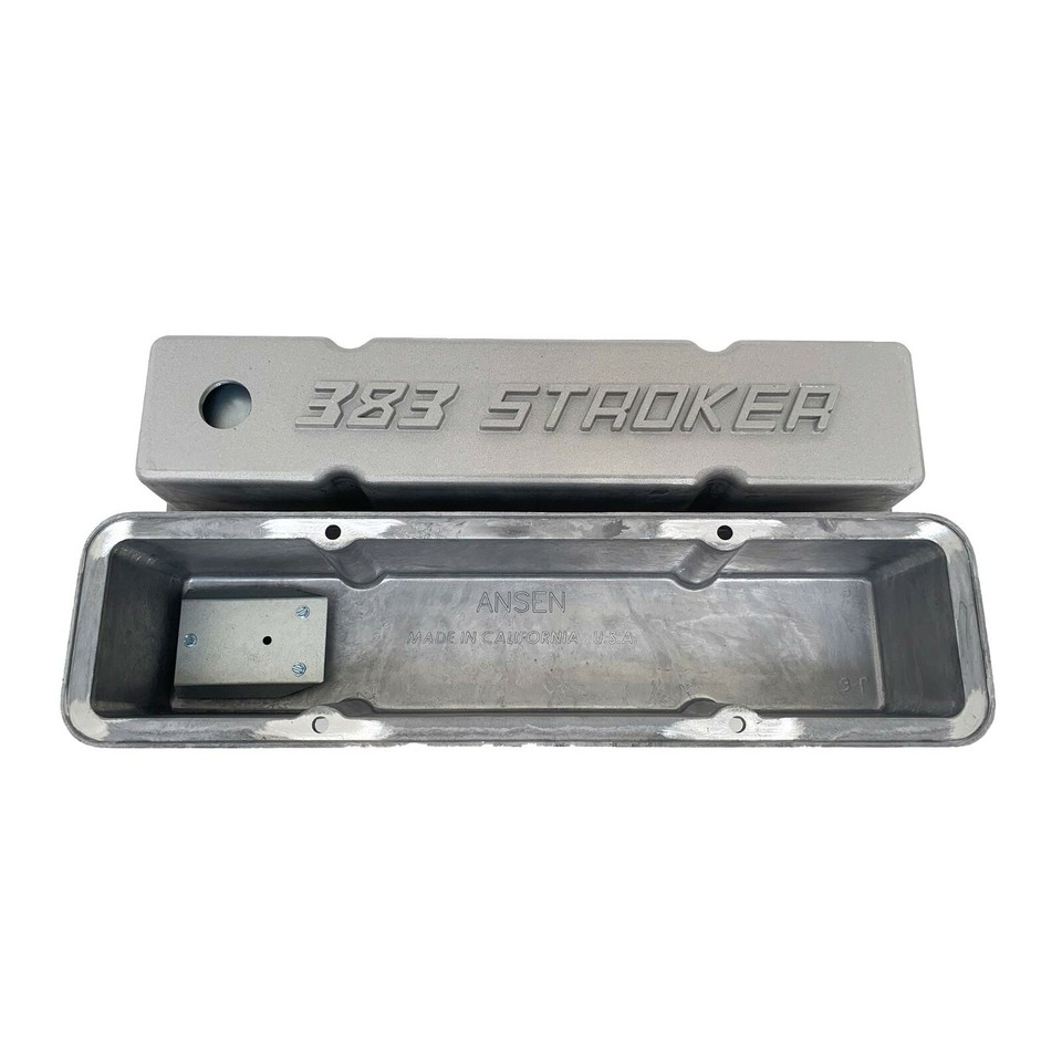 383 STROKER SB Chevy Tall Valve Covers - Bead Blast - Raised Logo ...