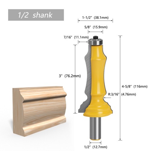 Door & Window Cabinet Casing Router Bit Edge Molding Cutter 1/2 12mm ...