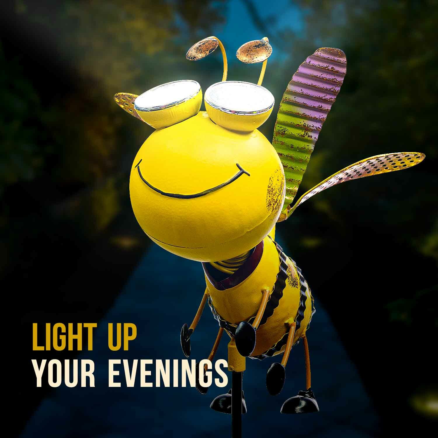 Solar Garden Bee Stake Lights - Outdoor Lawn Decor Garden Decoration ...