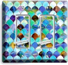 MERMAID TAIL FISH SCALES STAINED GLASS LOOK LIGHT SWITCH OUTLET WALL ...