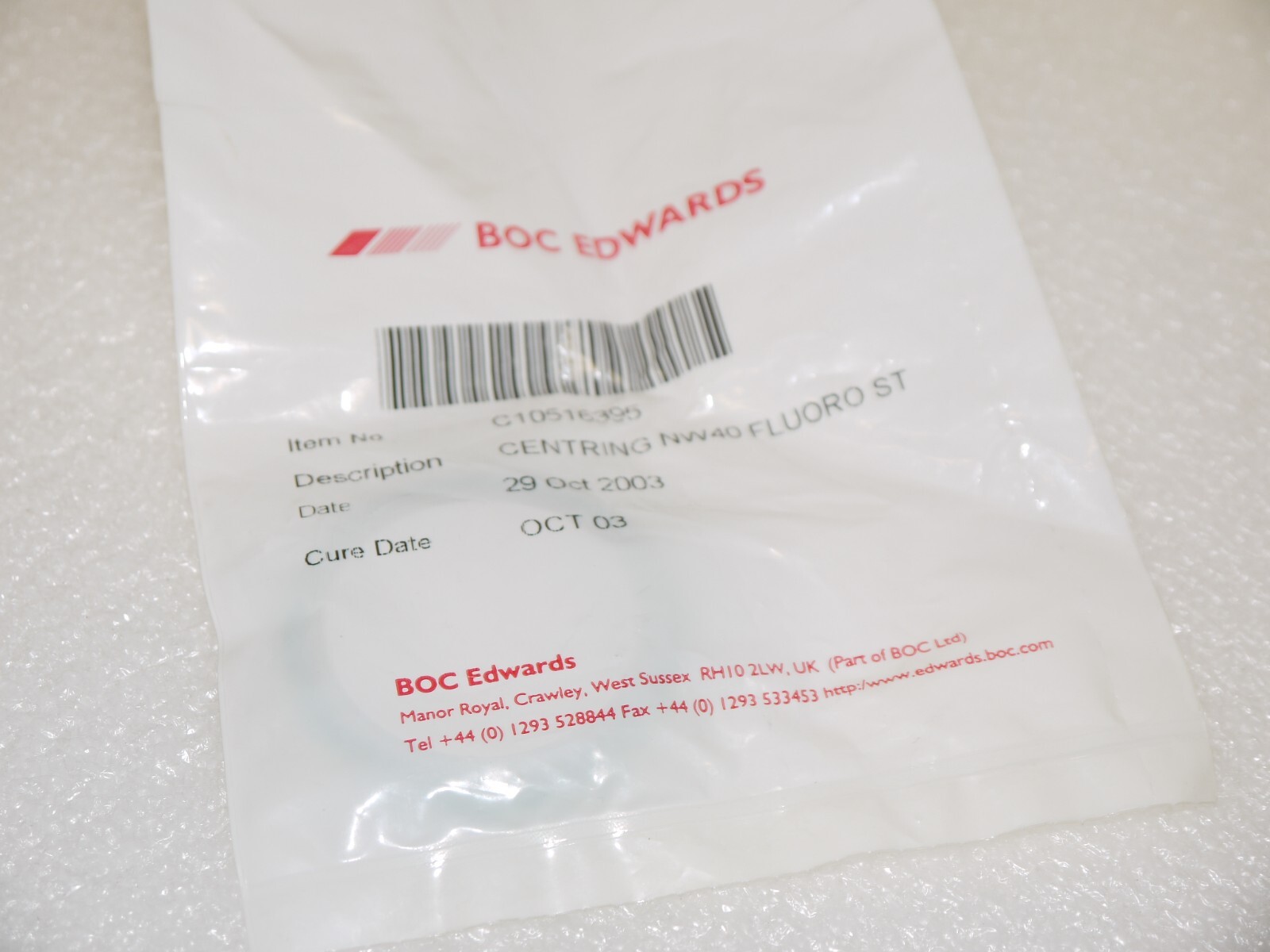 Edwards C10516395 Vacuum Fitting Centering Ring Aluminum NW40 KF40 New ...