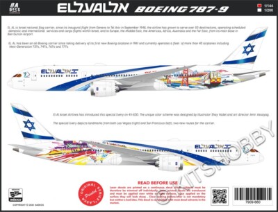 8A Decals 1/144 Boeing 787-9 - EL AL Israel Airlines - Laser Decal | eBay