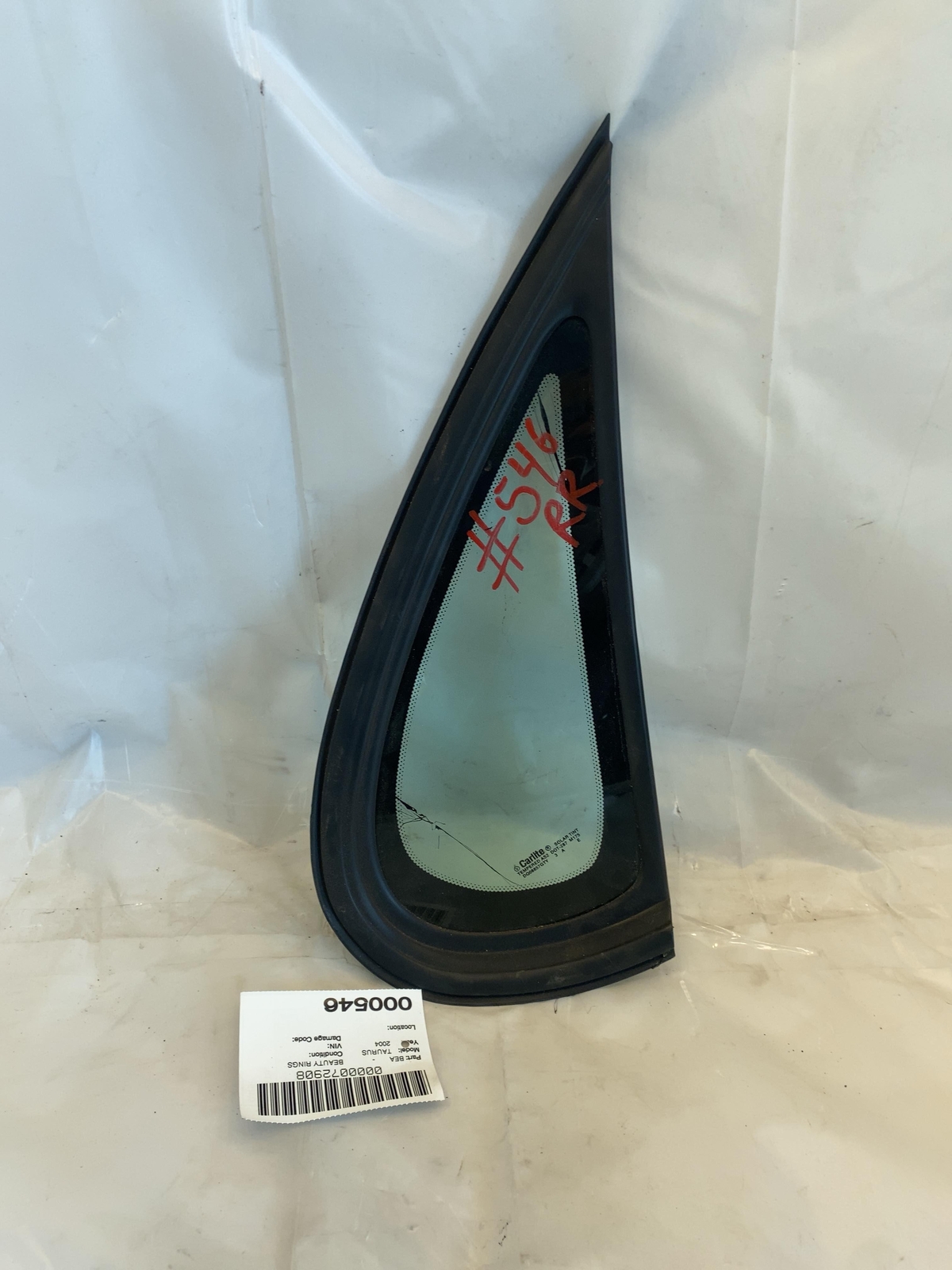 2004 FORD TAURUS Rear Vent Glass Passenger Window Right RH 3.0L Sedan ...