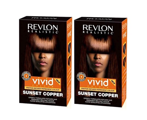 2 Revlon Realistic Vivid Color Sunset Copper~Protein Infused Permanent ...