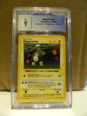 1999 Pokemon Base Set Magnemite #53 Shadowless CGC 9 MINT | eBay