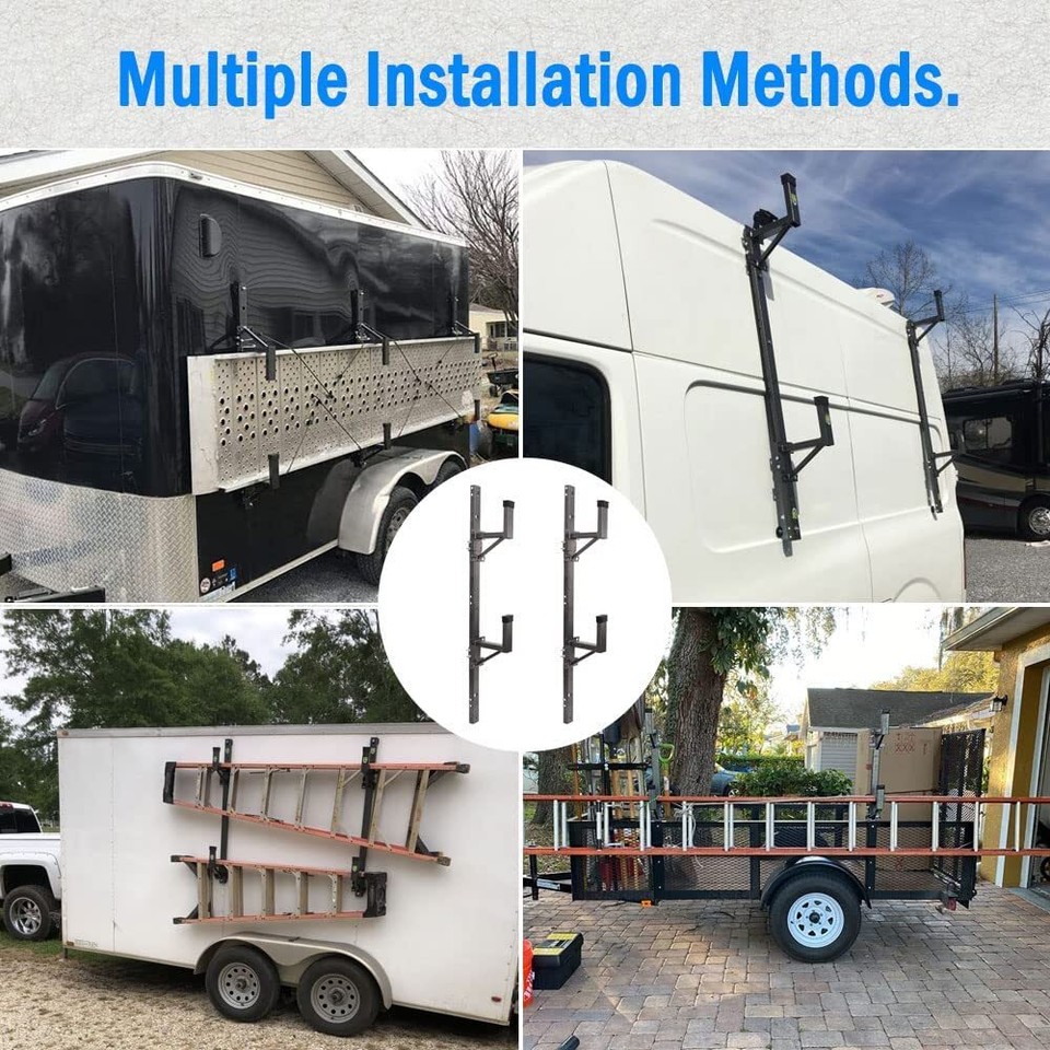 2PCS Adjustable Trailer Side Ladder Rack For Enclosed Trailer Exterior ...