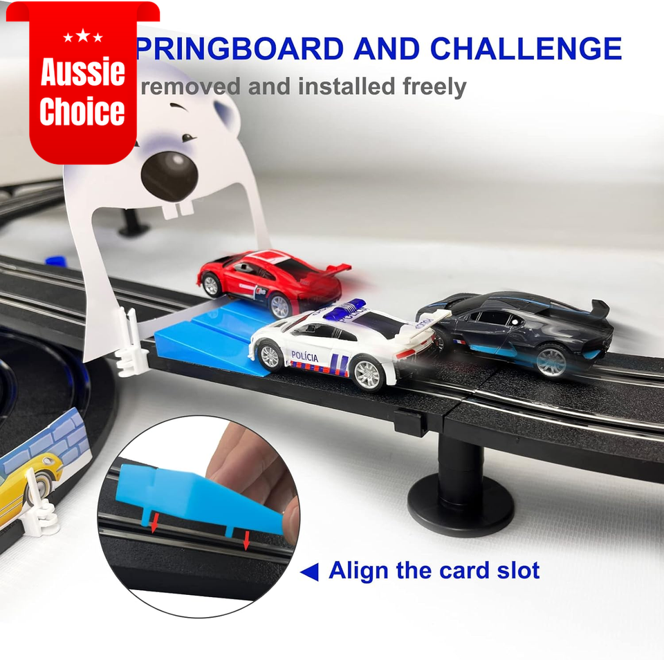 High Speed Electric Slot Car Racing Track Set with 4 Vehicles and Lap ...