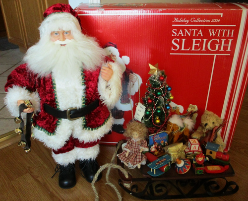2006 Vintage Sam's Holiday 20" Santa With Sleigh & Toys Christmas ...