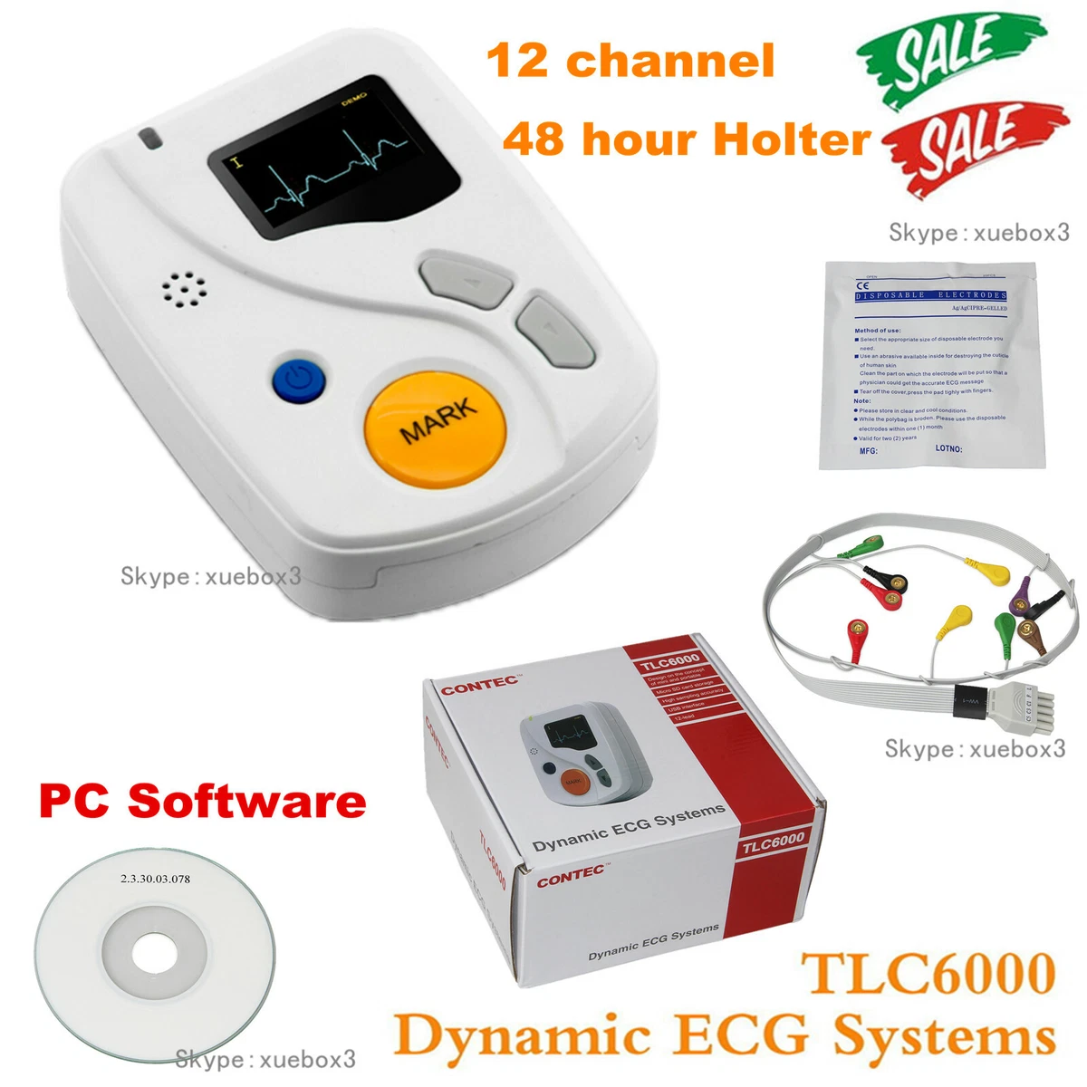 TLC6000 Dynamic 12 Channel 24 Hours ECG/EKG Holter Recorder, 40% OFF
