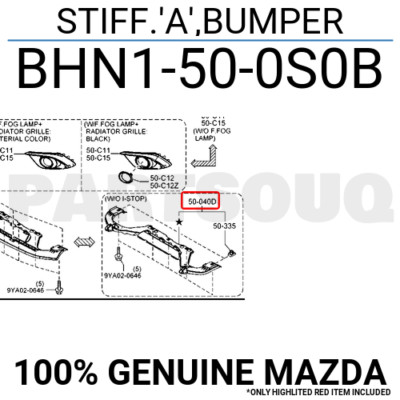 BHN1500S0B Genuine Mazda STIFF. A ,BUMPER BHN1-50-0S0B | eBay