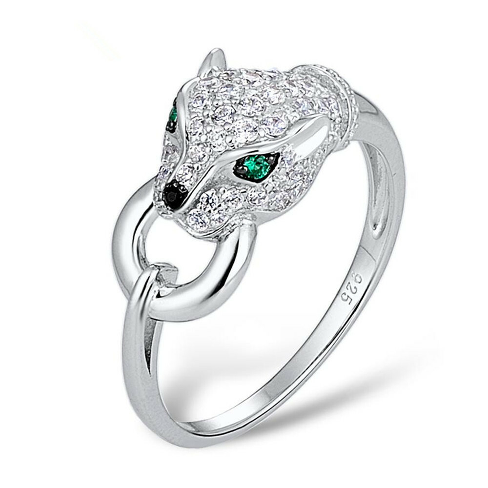 Women Leopard 925 Silver Filled Wedding Ring Cubic Zircon Jewelry Sz 6 ...