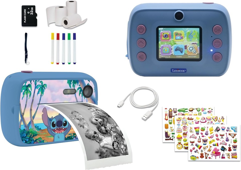 LEXIBOOK DISNEY STITCH INSTANT PRINT KIDS CAMERA WITH SD CARD - DJ150D ...