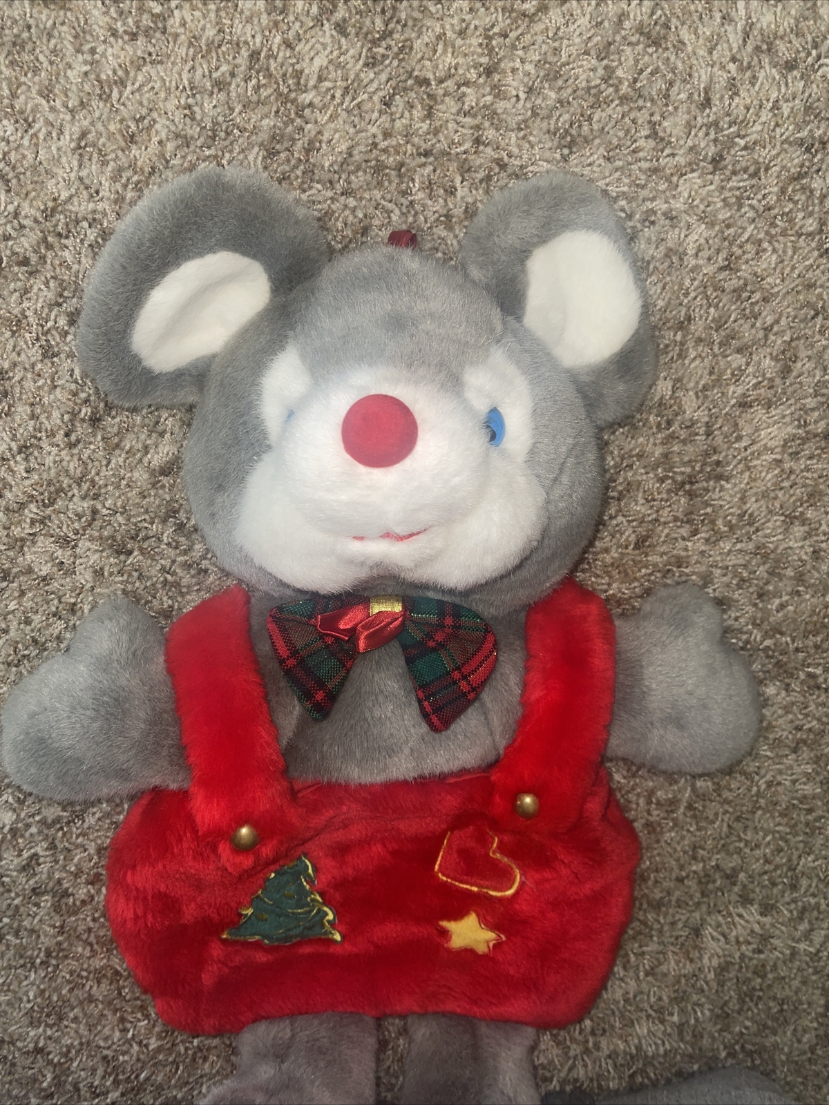 Vtg Prima Creations Christmas Stocking Plush Santa Mouse Red Green | eBay