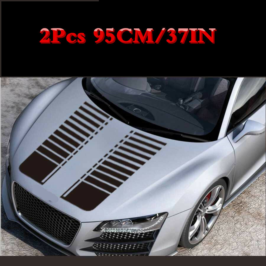 2Pcs Car Hoods Racing Stripe 95cm/37in Decals Vinyl Bonnet Sticker ...