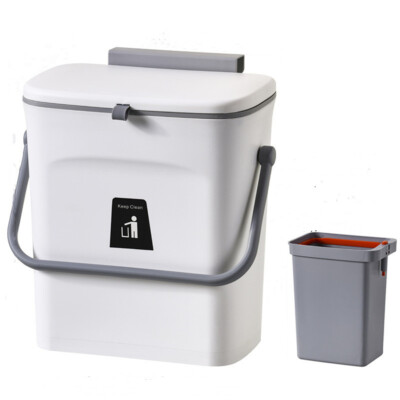 9L Wall Waste Bin with Lid Handle And Inner Barrel Trash Can with ...