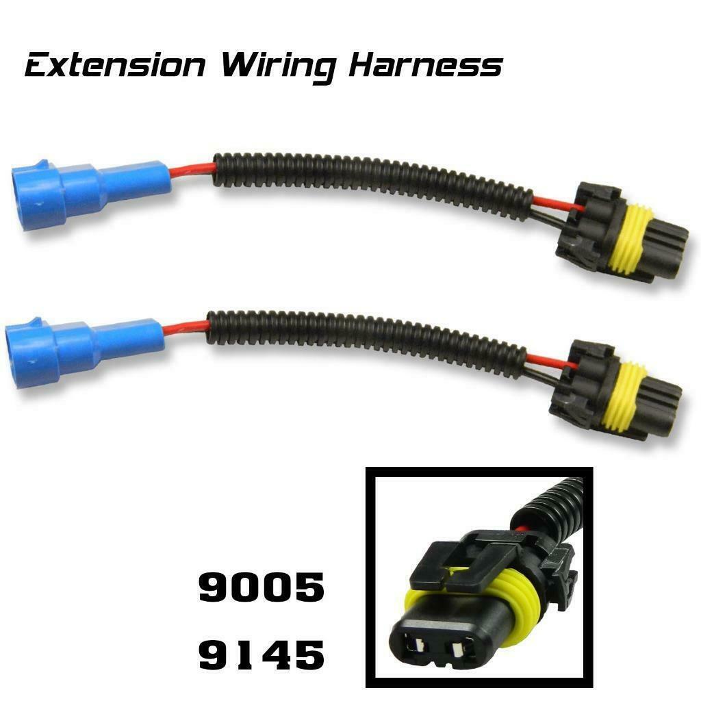 2x Extension Wiring Harness Sockets 9145 H10 9005 HB3 9145 H10 9005 HB3 ...