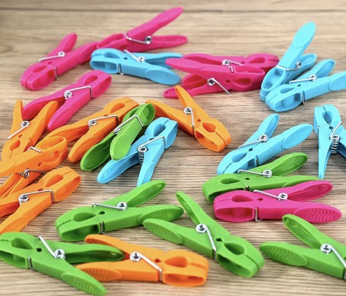 Pack Of 24 Colorful Plastic Clothes Pins, Bag Chip Clips, Crafts ...