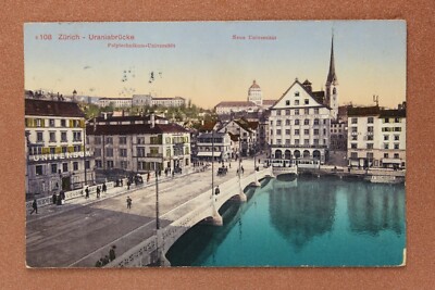 Zurich - Uraniabrucke Polytechnikum. Postcard Zurich Bahnhof post stamp ...