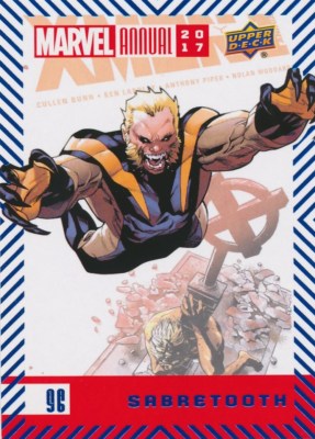 #96 SABERTOOTH (2018) 2017 Upper Deck Marvel Annual BLUE WEAPON X X-MEN ...