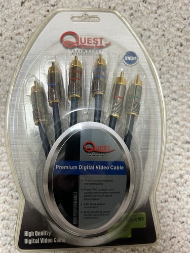 Quest Technology High Quality Digital Video Cable VCA-2103 3RCA To 3RCA ...