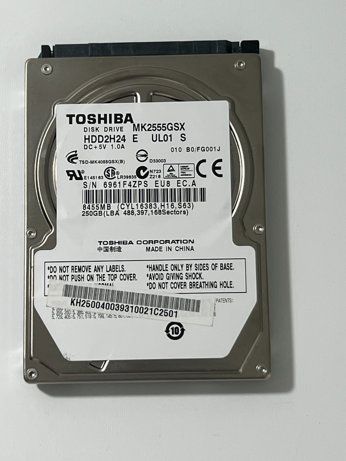 Toshiba MK2555GSX 250GB 5400RPM SATA 2.5" Laptop HDD Hard Disk Drive | eBay