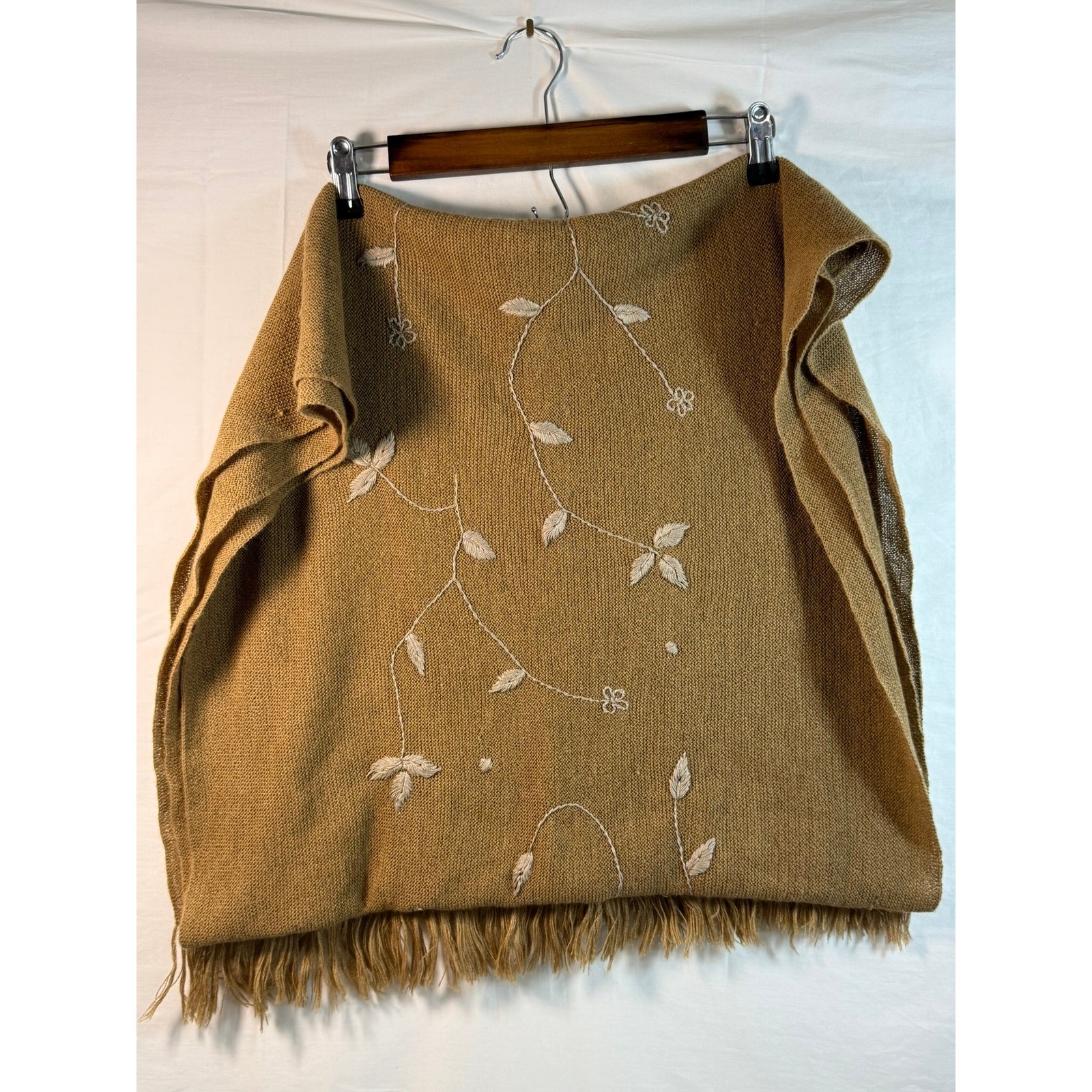 Embroidered Floral Burlap Poncho Fringe Bohemian Festival Women | eBay