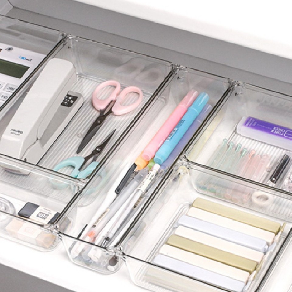 Desk Storage Tray Plastic Organizer Tray Drawer Organizer System ...