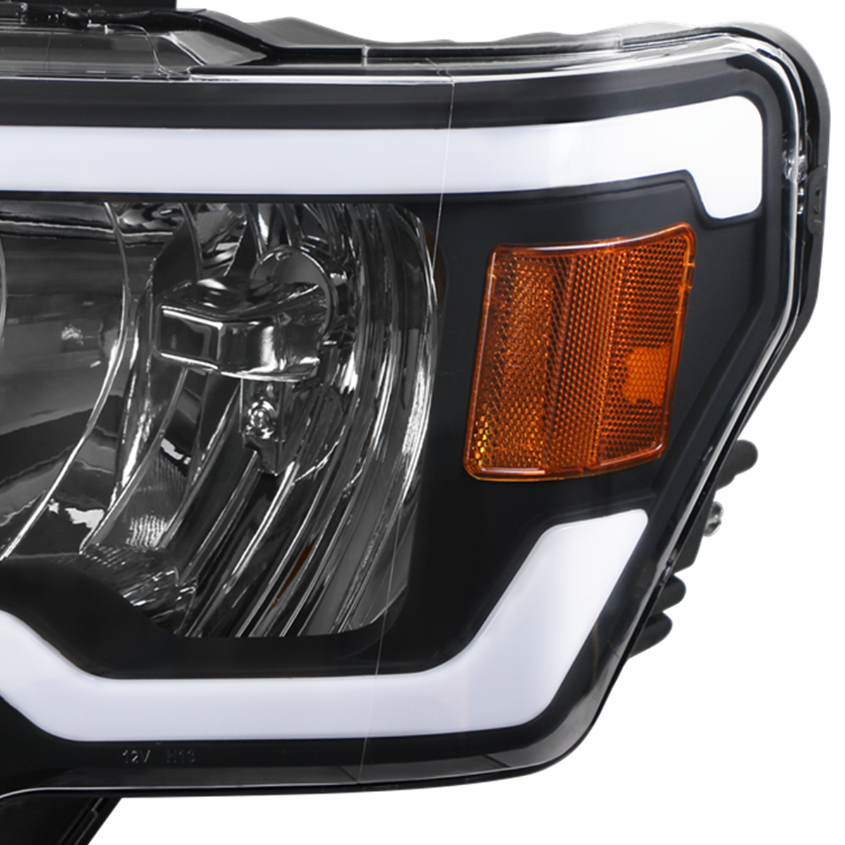 Pair Black LED DRL Headlights Front Lamps For 2009-2014 Ford F-150 ...