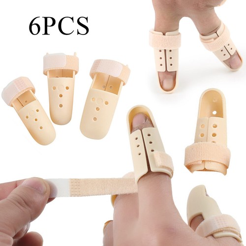 6 Plastic Finger Adjustable Fix Splint Brace Protector Support Joint ...