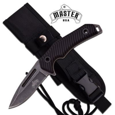 FIXED BLADE KNIFE Master USA 8.25" Black Combat Tactical Hunting Blade ...