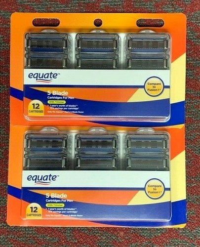 2x 12 Equate 5-Blade Razor Refill Cartridges With Trimmer Men Compare ...